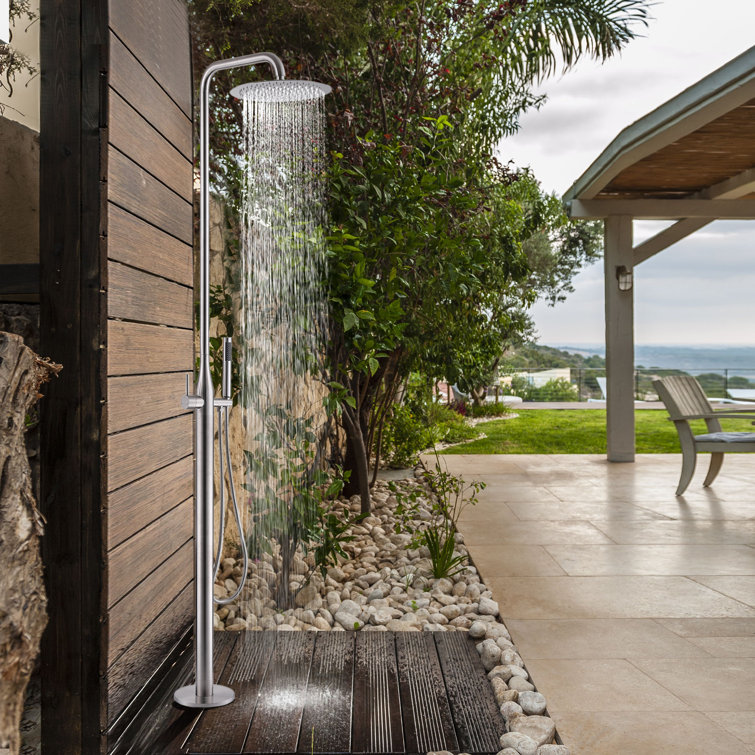 MODLAND Floor Mounted Outdoor Shower Fixtures With Overhead Shower Head ...