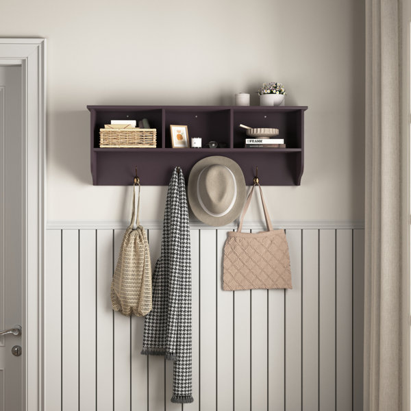 Ebern Designs Entryway Wall Mounted Coat Rack With 4 Dual Hooks Wood ...