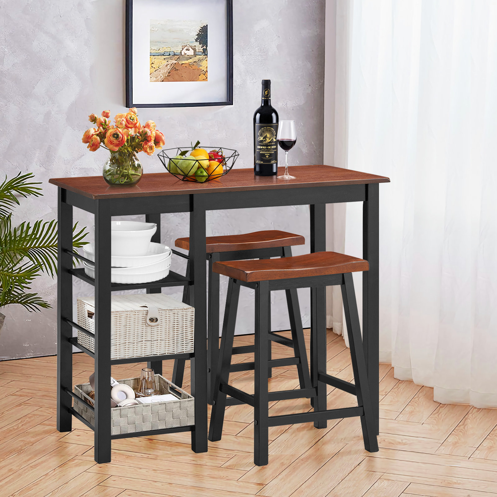17 Stories 17 Storeys 3 Pcs Dining Table Set Counter Height Dining Set ...