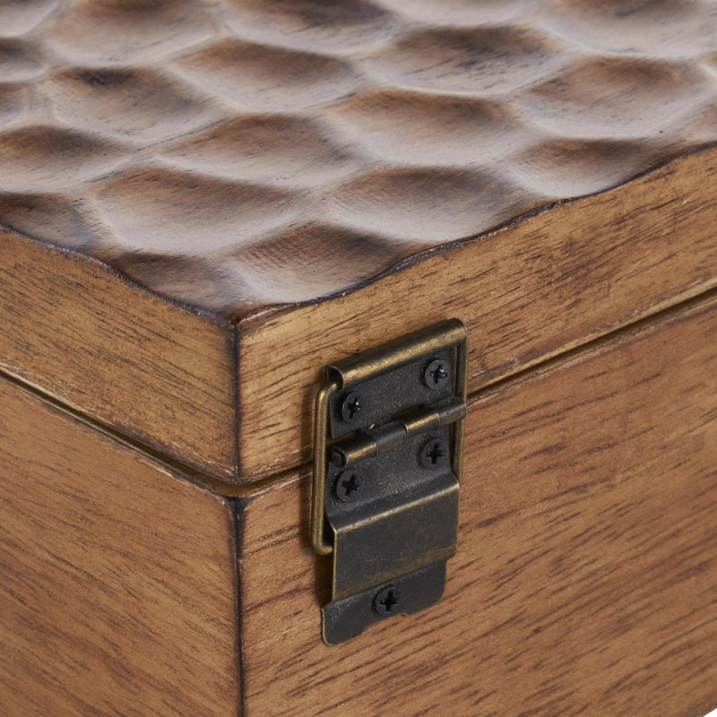 Millwood Pines Wood Textured Concave Honeycomb Storage Geometric ...