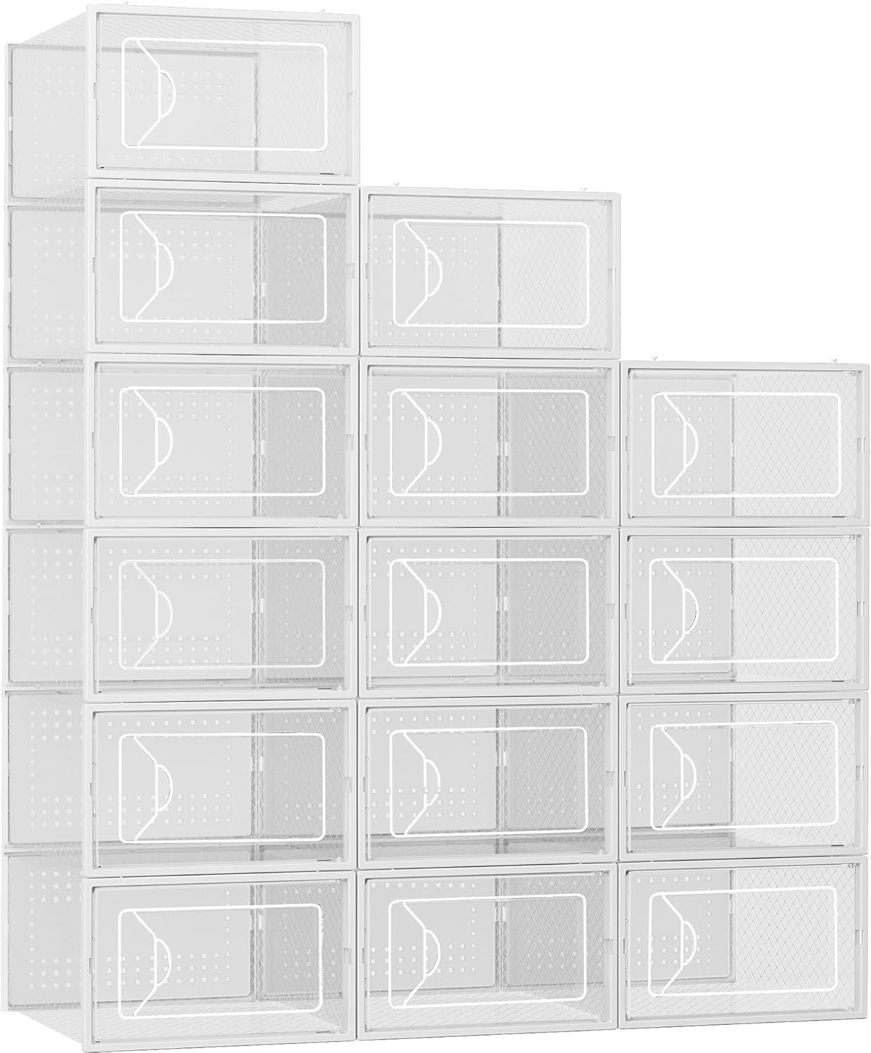 Rebrilliant Clear Plastic Shoe Storage Boxes, 15-Pack Stackable Shoe ...
