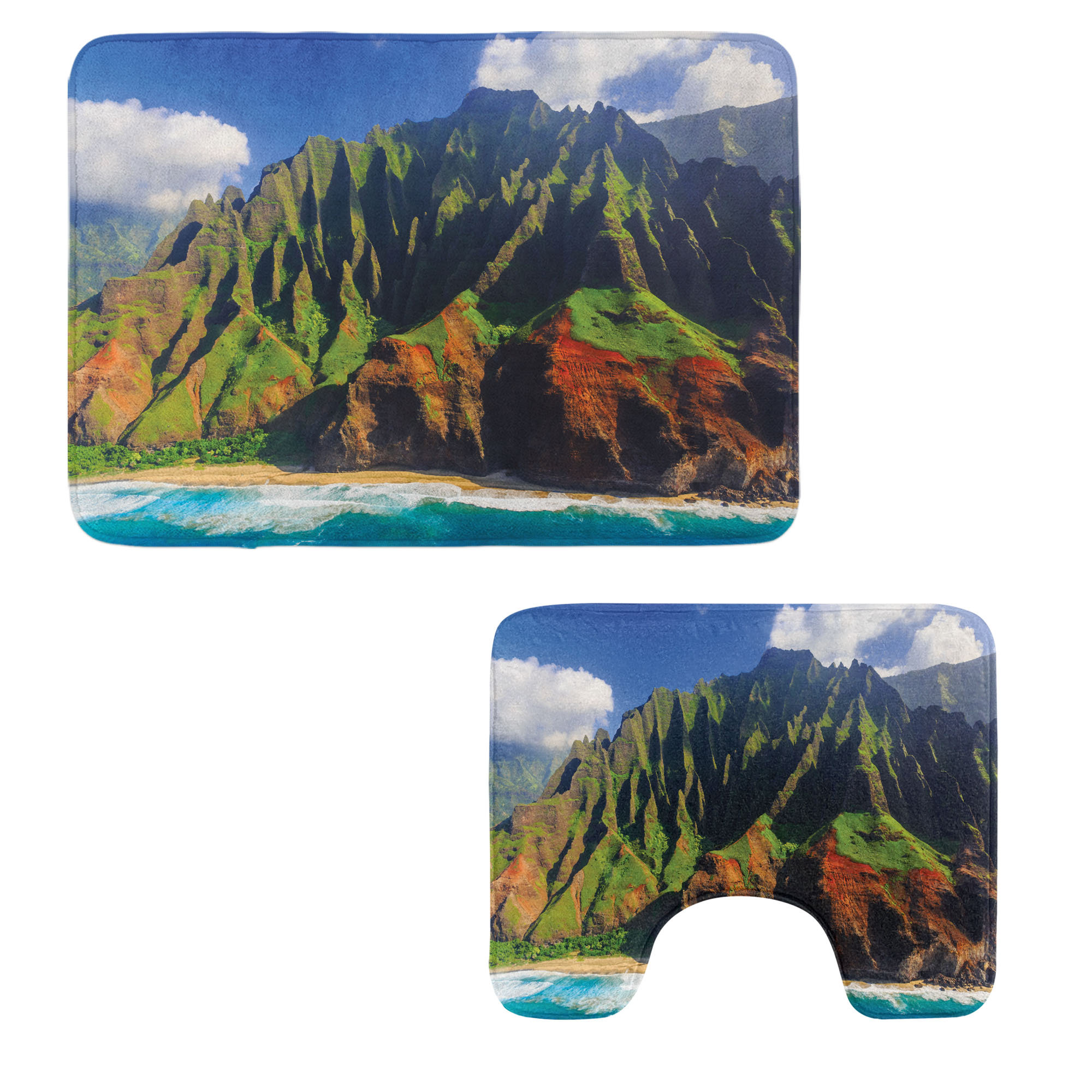 East Urban Home Hawaii Bathroom Rug Set 2 Pieces Rectangle & Contour ...