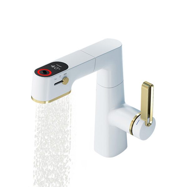 mondawe Rotatable Single Hole Bathroom Faucet With Temperature Display ...