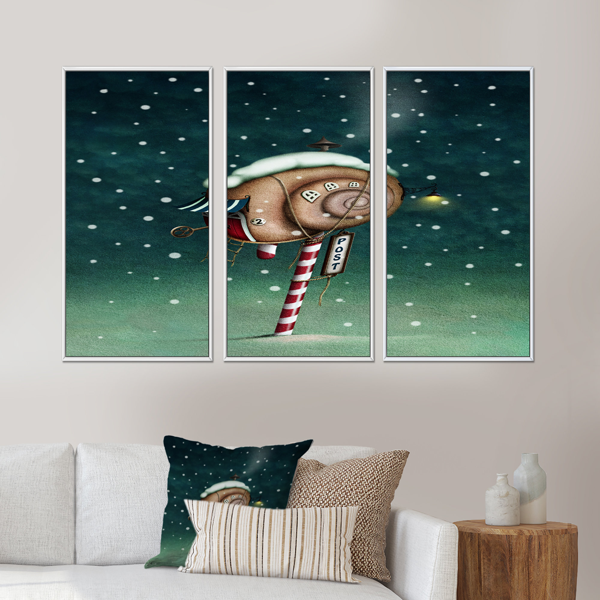 Trinx Christmas Snail Mail Box - Children''s Art Framed Canvas Wall Art ...
