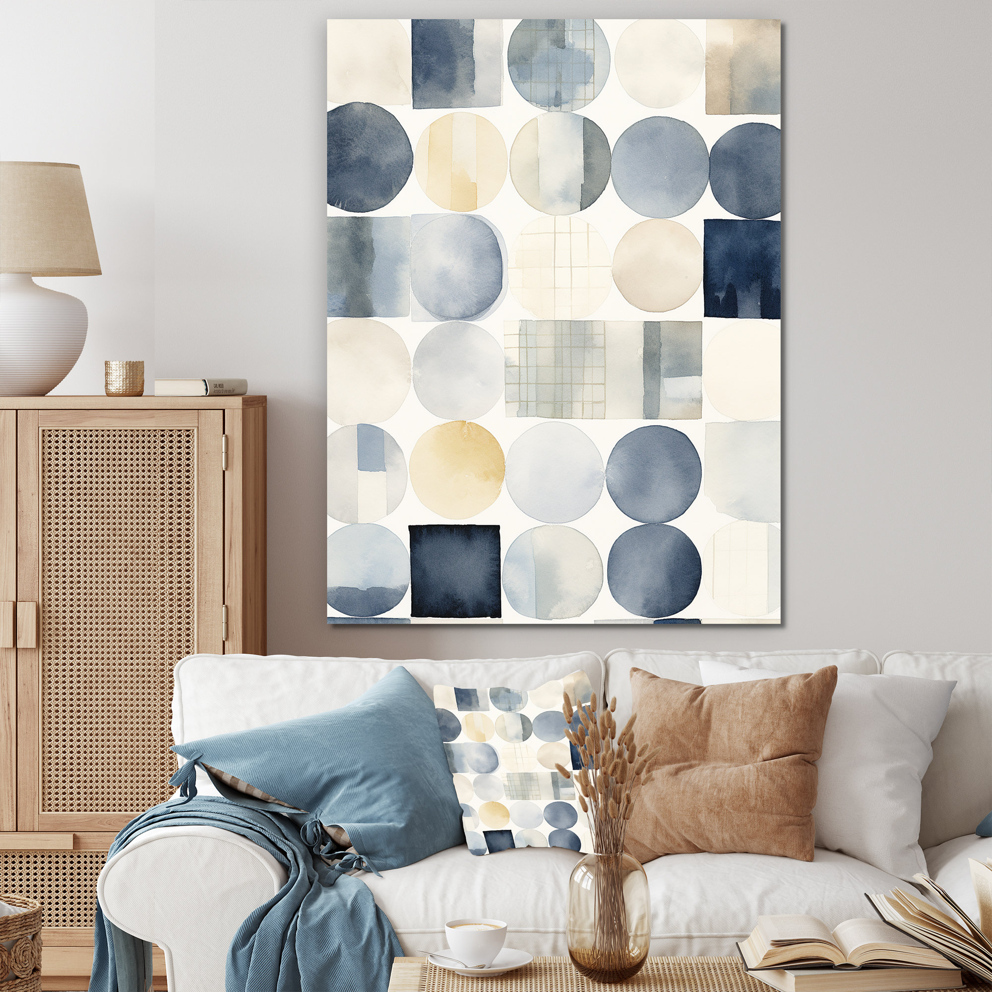 George Oliver Circle Matrix Watercolor In Faded Retro Blue - Modern ...