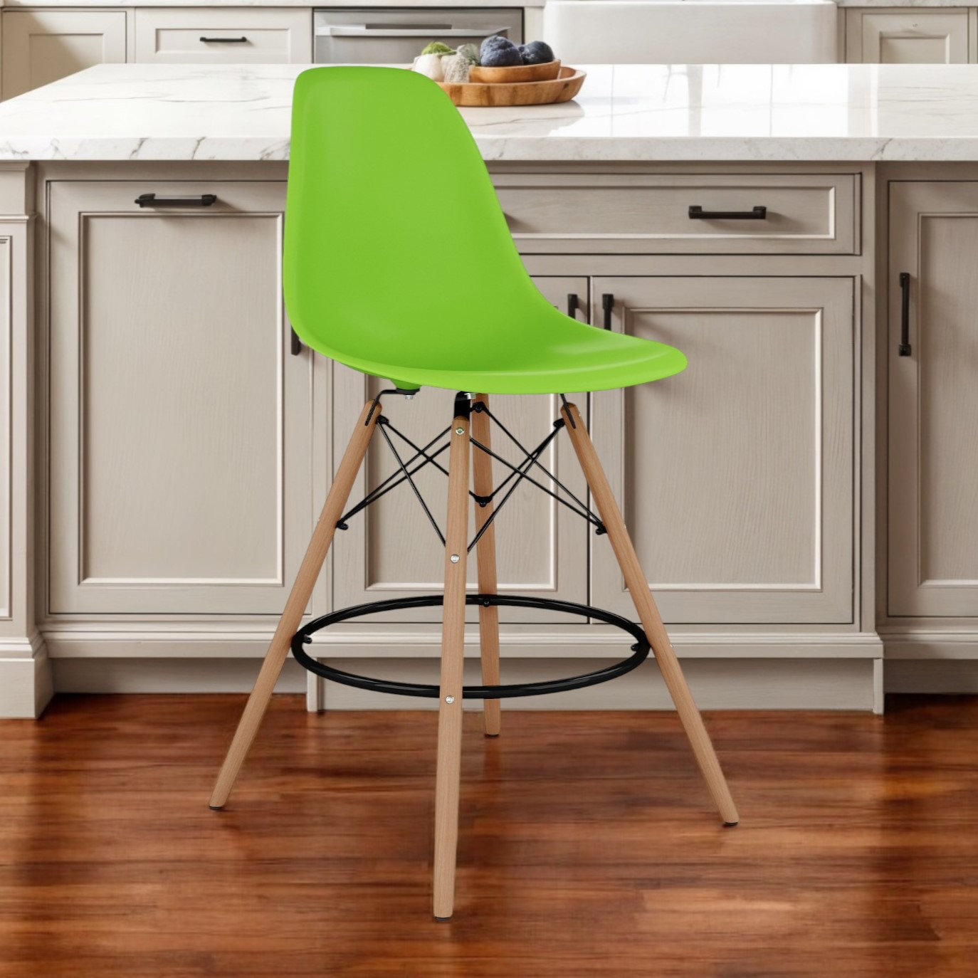 HomeRoots 28" Green And Brown Heavy Duty Plastic And Solid Wood Counter ...