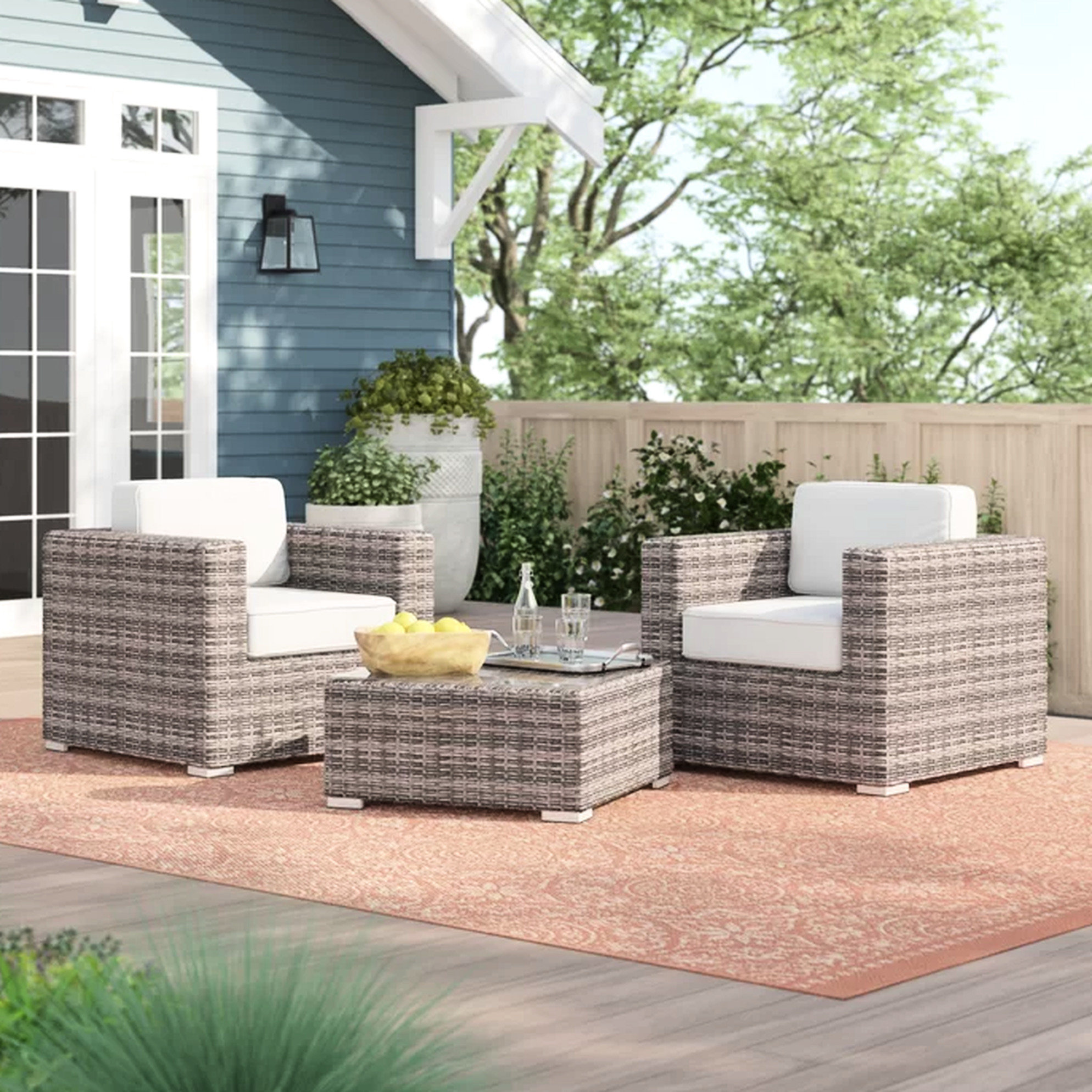 Ebern Designs Comfortable Outdoor 2 Seating - Chairs & Coffee Table ...