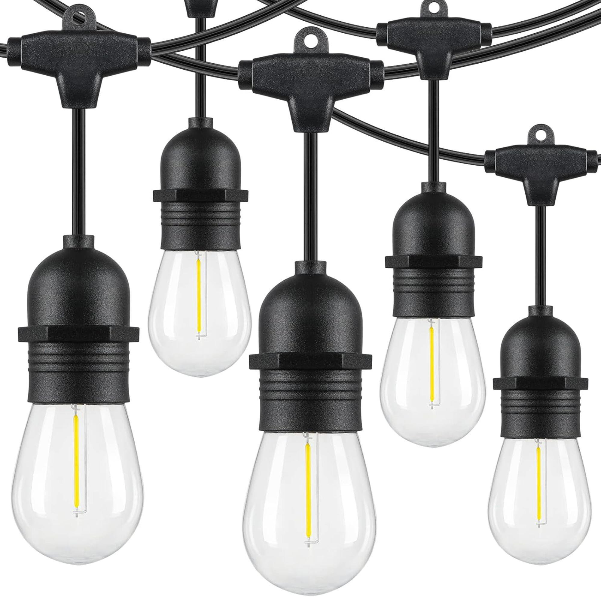 17 Stories 48FT LED Outdoor String Lights, Dimmable 5000K Daylight ...