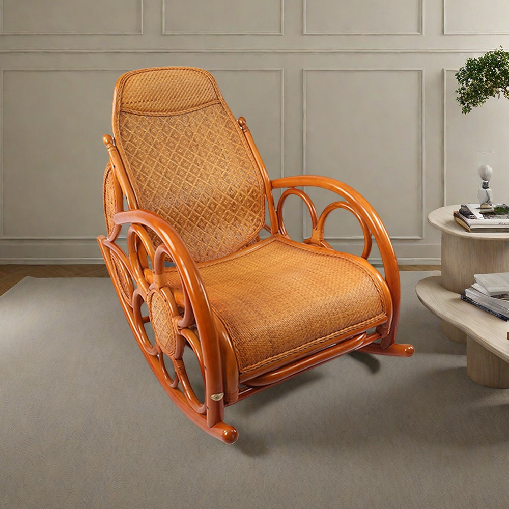 Bayou Breeze Home Rattan Rocking Chair with Retractable Pedal | Wayfair