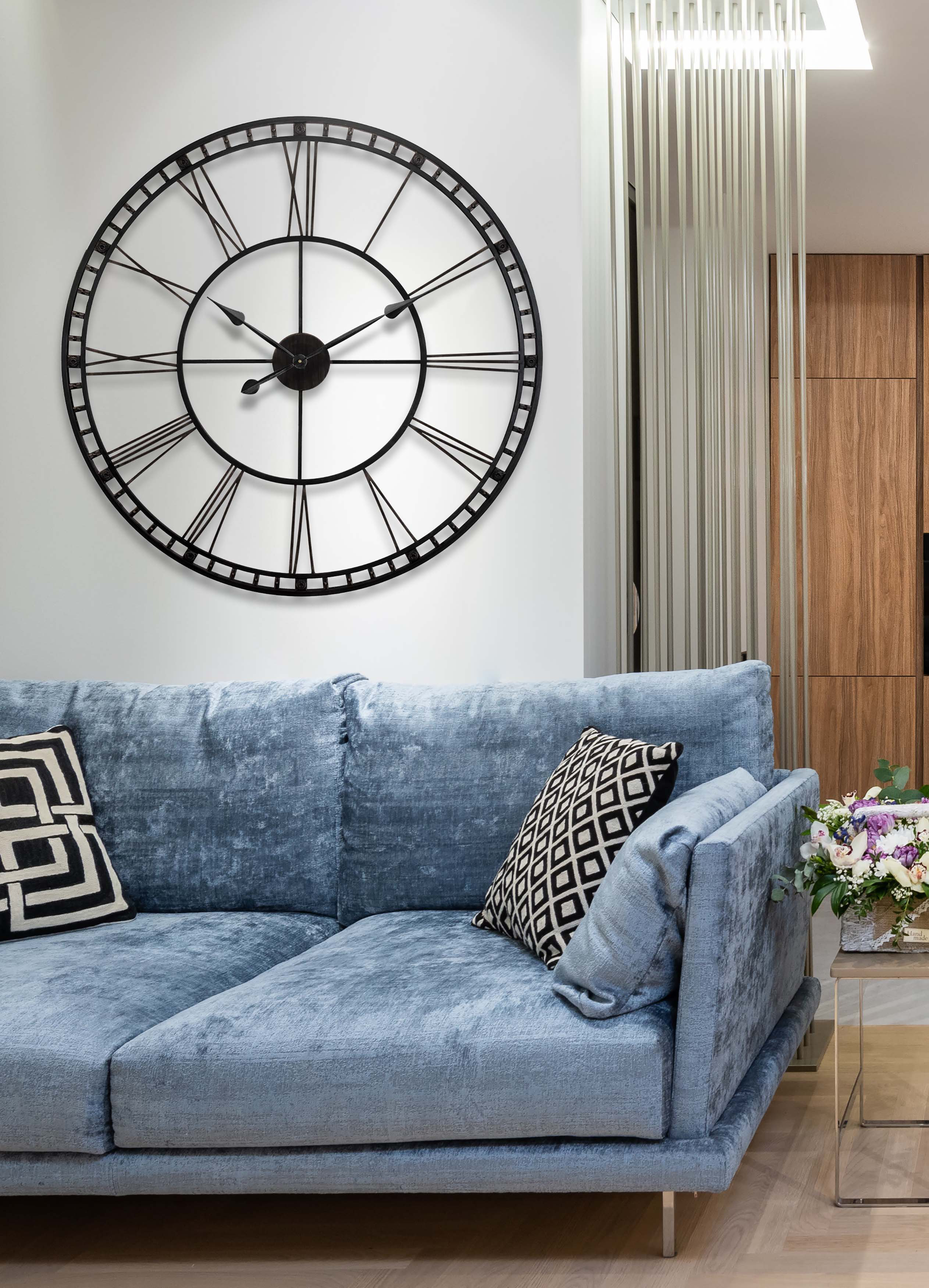 17 Stories Cleodaus Tower Clock 1 Round Metal Wall Clock 39 Inches ...