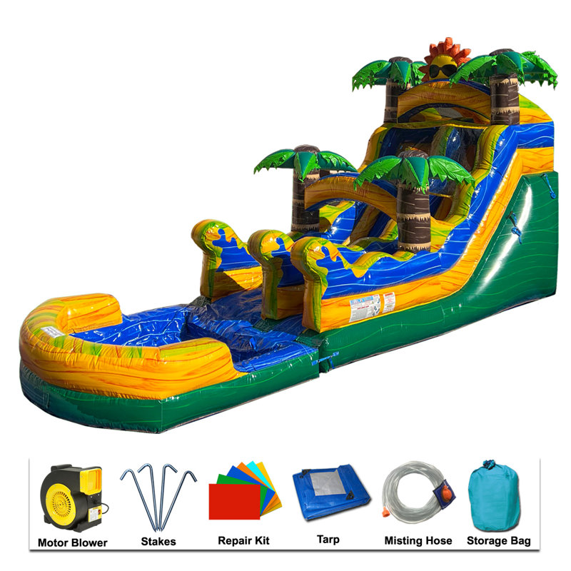 Jingo Jump 15 ft. x 30 ft. Inflatable Water Slide with Air Blower | Wayfair