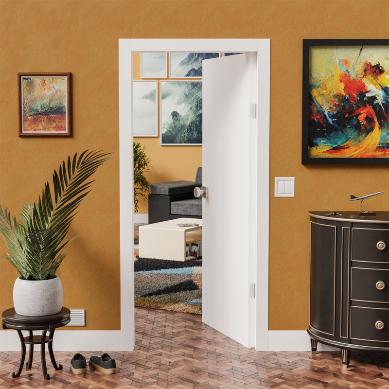 Villar Home Designs Flush Manufactured Wood and PVC/Vinyl White Hollow ...