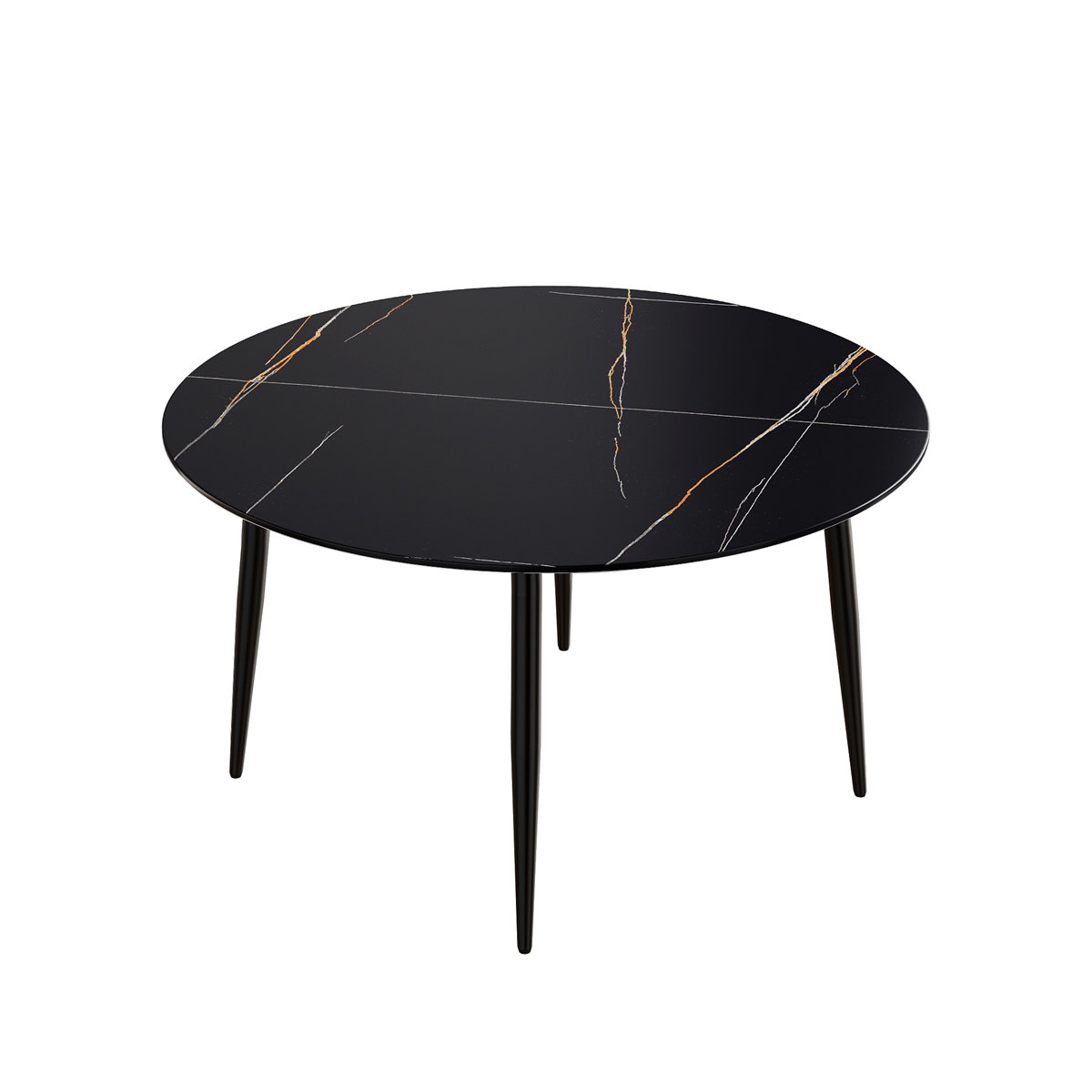 Mercer41 59.05"Modern Man-Made Stone Round Metal Dining Table-Position ...