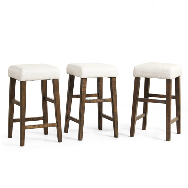 Winston Porter Mikhail Upholstered Counter Stool with Solid Wood Frame ...