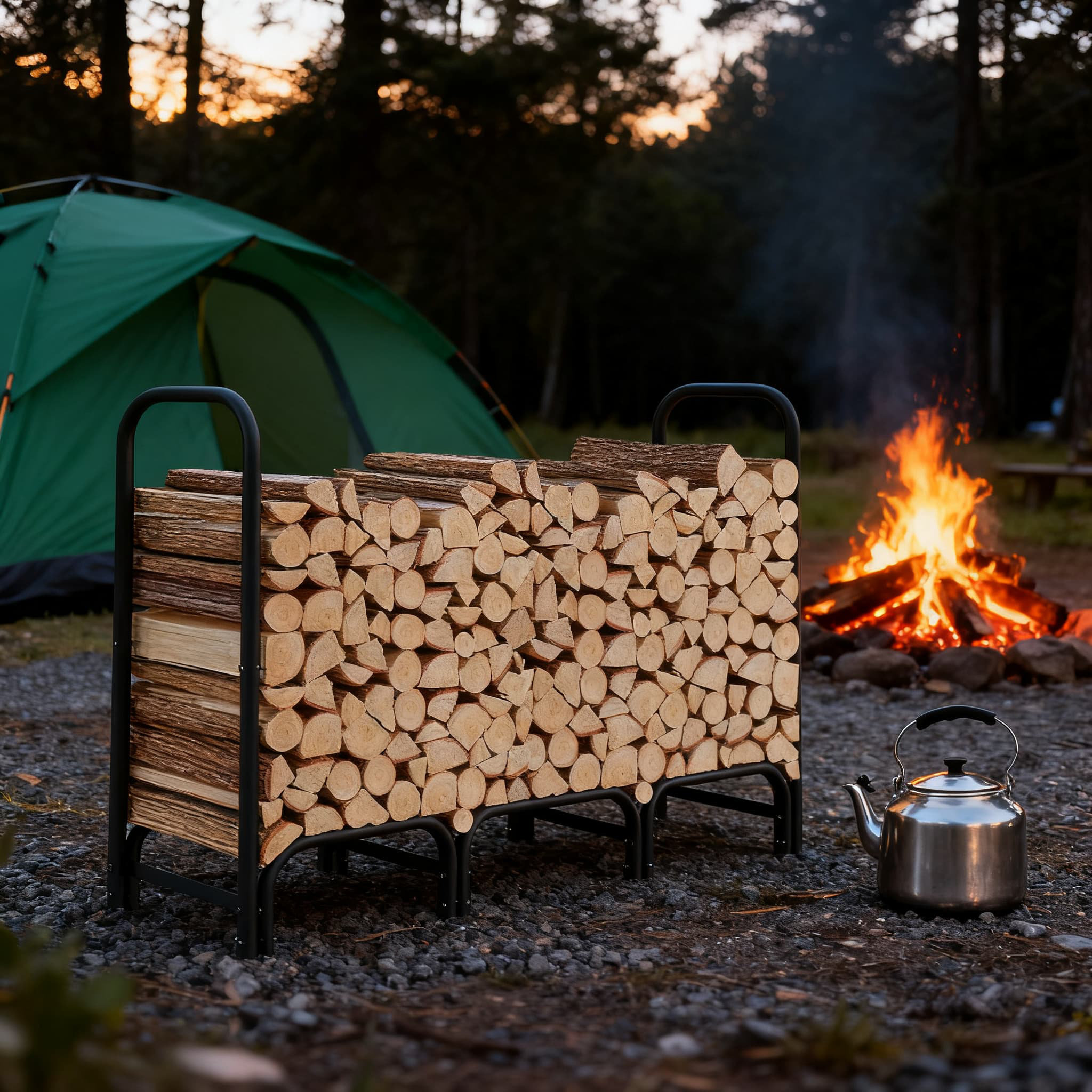 17 Stories Heavy-Duty 8Ft Firewood Rack With Waterproof Cover, Indoor ...