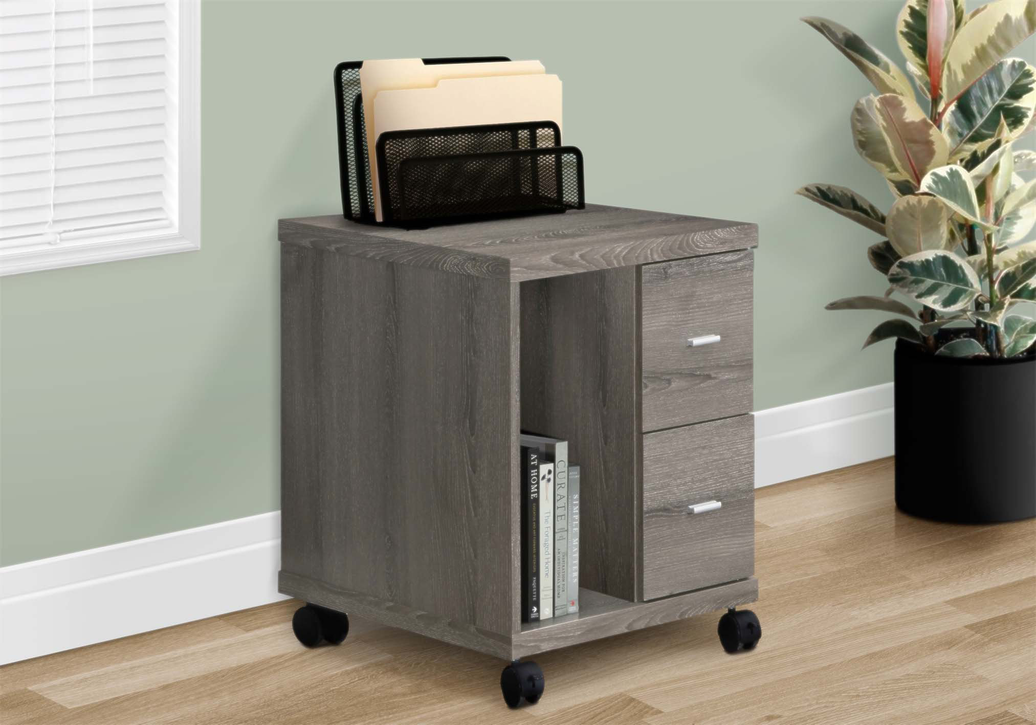 Ebern Designs Modern Rolling File Cabinet with Thick Top Panel and ...