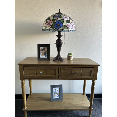 Bloomsbury Market Bloomsbury Tiffany Table Lamp Pink Blue Stained Glass ...