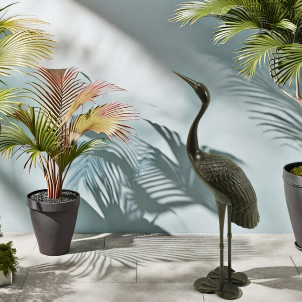 Rosecliff Heights 43 Inch Outdoor Shiny Copper Bird Statue, Standing ...