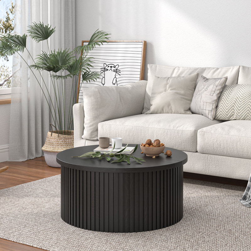 Latitude Run® Lift Top Coffee Table With Storage, Fluted Round Coffee ...