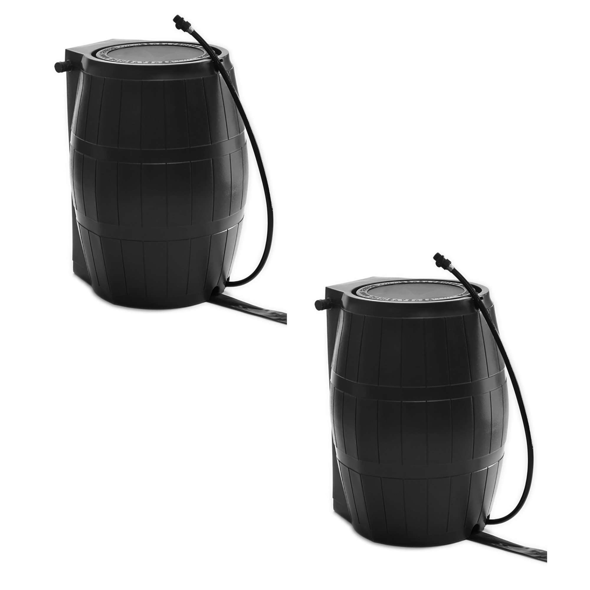 FCMP Outdoor 50-Gallon BPA Free Home Rain Water Catcher Barrel, Black ...