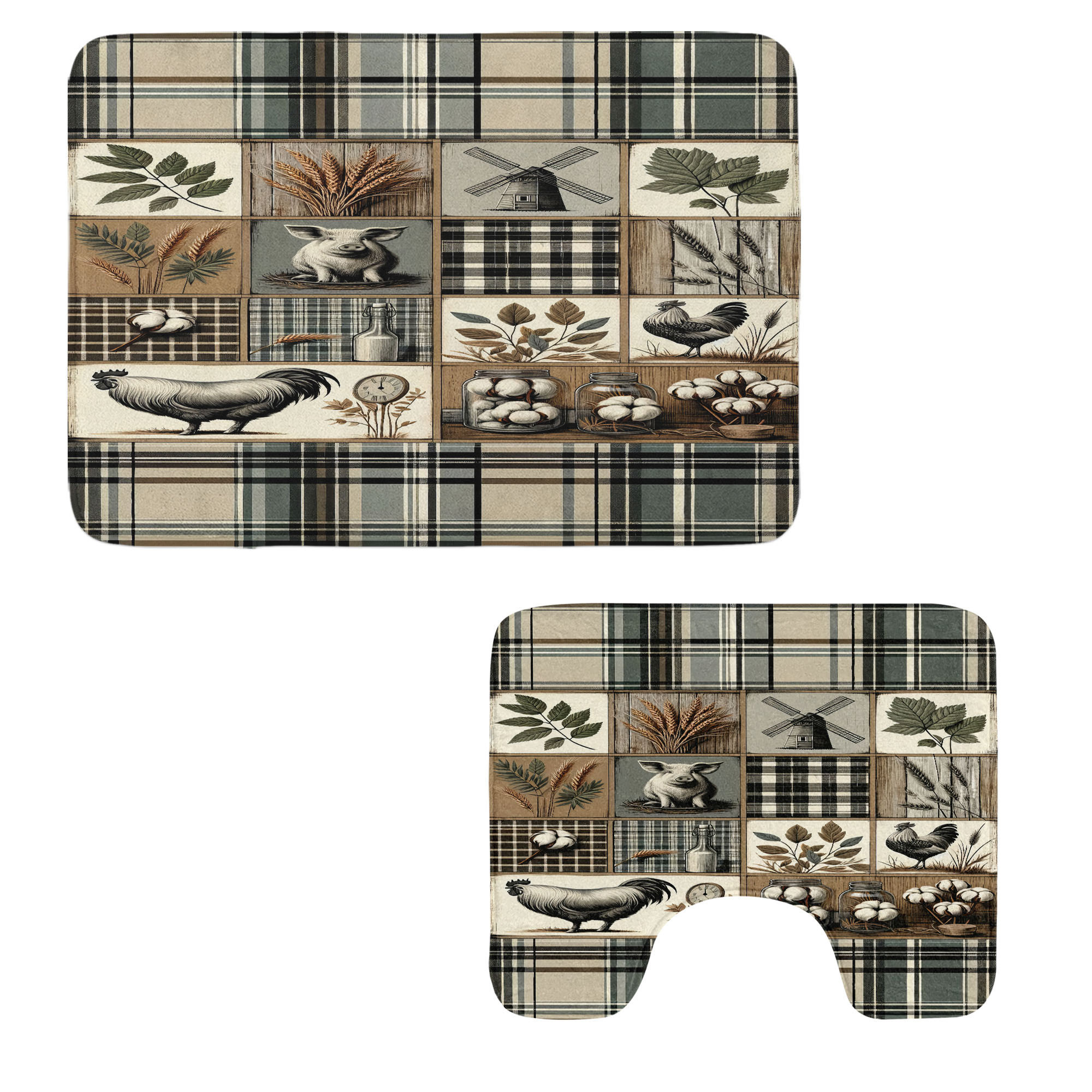 East Urban Home Farmhouse Bathroom Rug Set 2 Pieces Rectangle & Contour ...