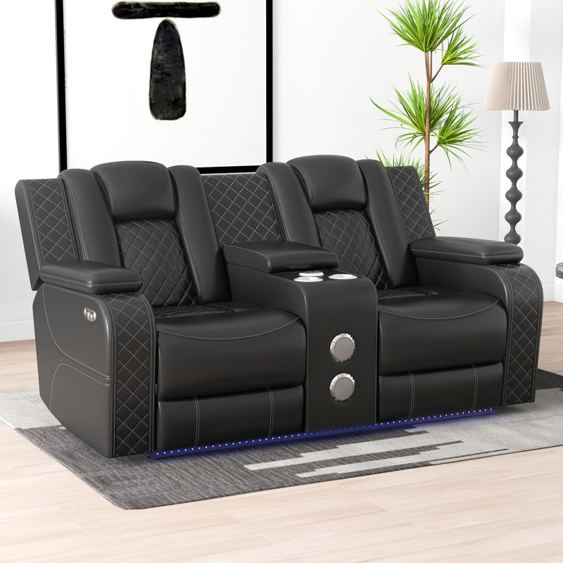 Ivy Bronx Lamica 73.2''W Breathable Leather Dual Motor Power Reclining ...