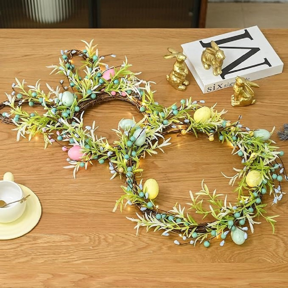 Ophelia & Co. Easter Bunny Spring Wreath For Front Door, Lighted Easter ...