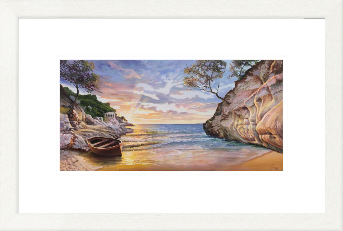 Highland Dunes 'Coastal Caletta Al Tramonto' Framed Graphic Art | Wayfair