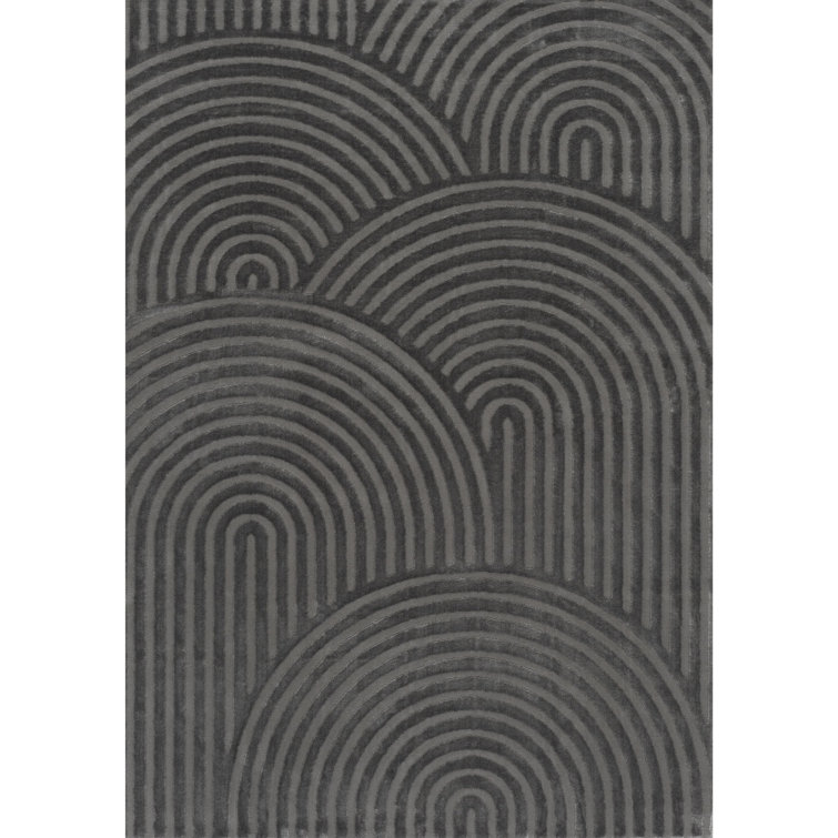 THE RUGS Aura Collection Living Room Rugs Wavy Design in Grey | Wayfair ...