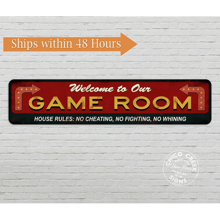 Chico Creek Signs Welcome to our Game Room Vintage Looking Metal Sign ...