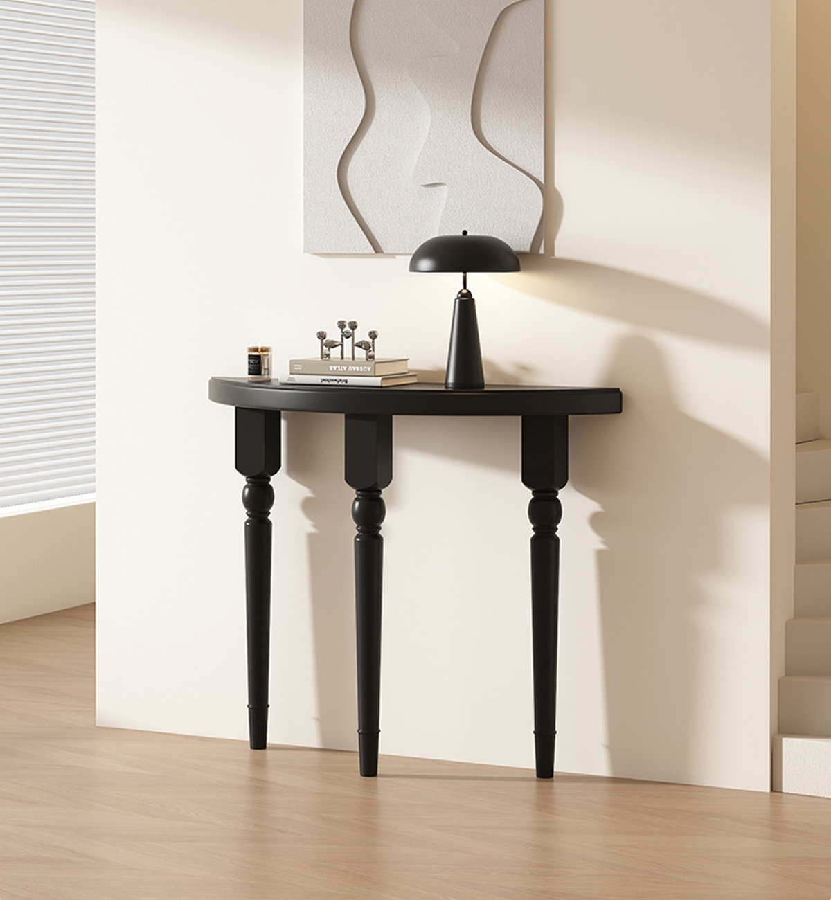 Canora Grey Black Half Moon Solid Wood Console Table | Wayfair