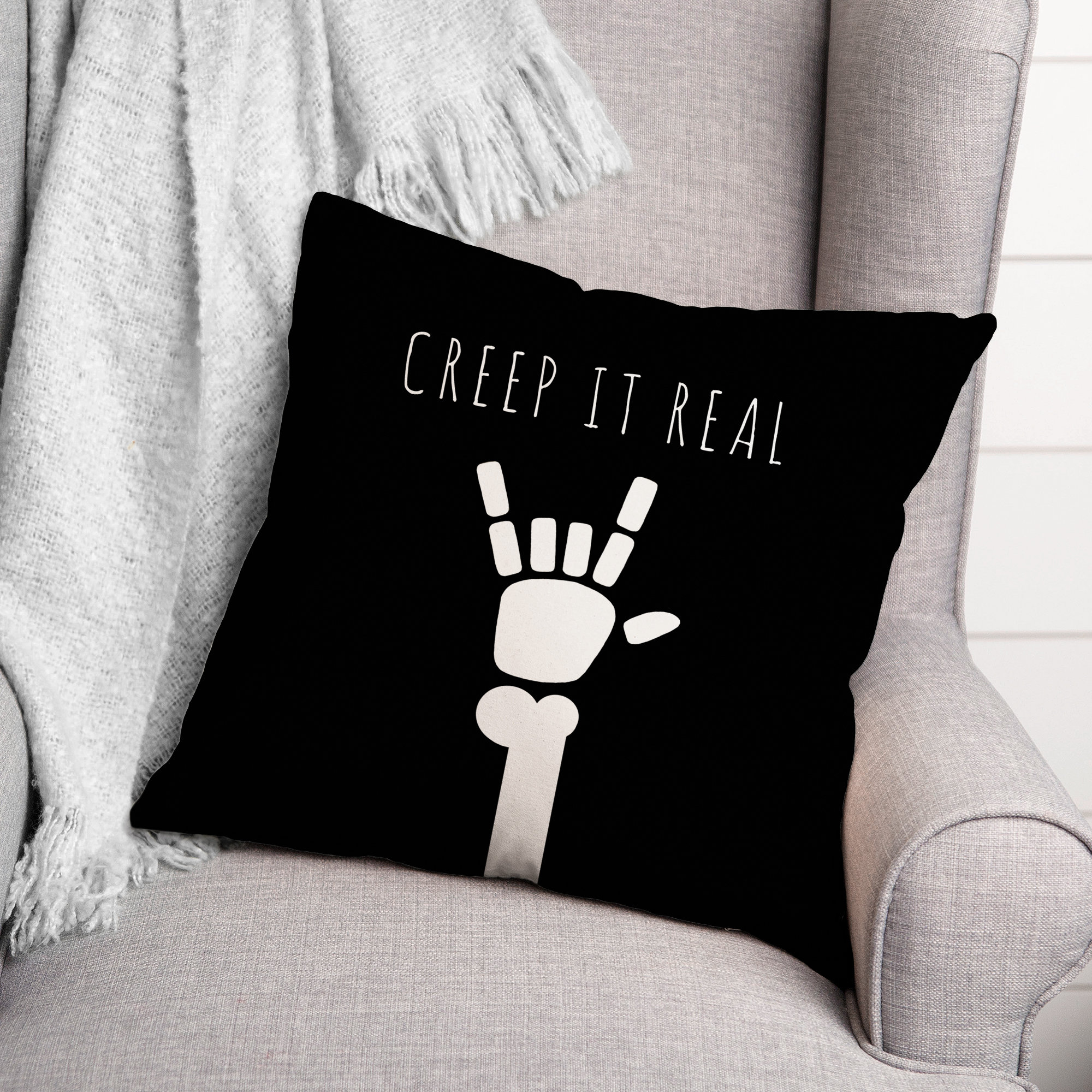 Designs Direct Creative Group Creep It Real Skeleton Throw Pillow | Wayfair