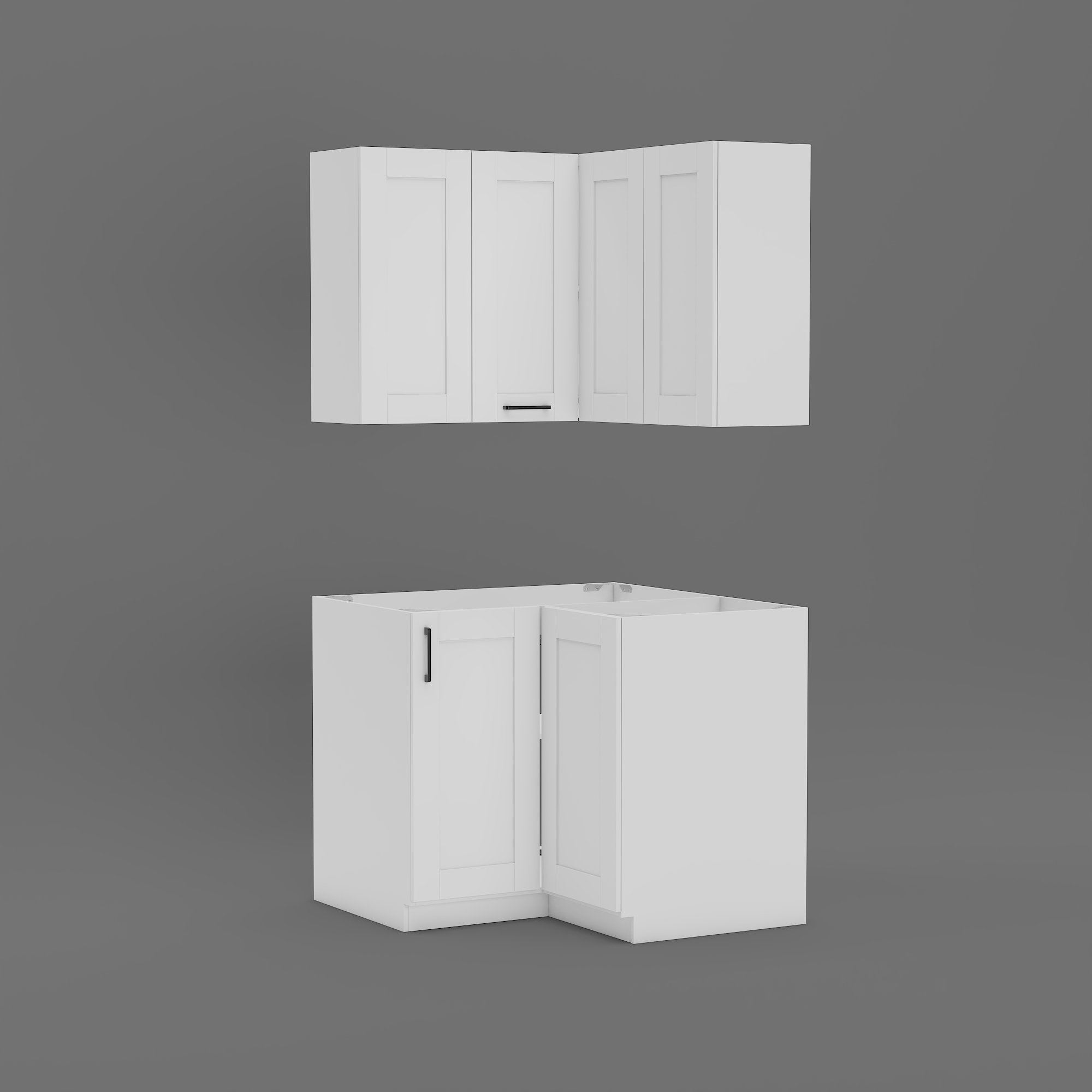 Latitude Run® White MDF Corner Pantry Cabinet Set, 2-Piece Kitchen ...