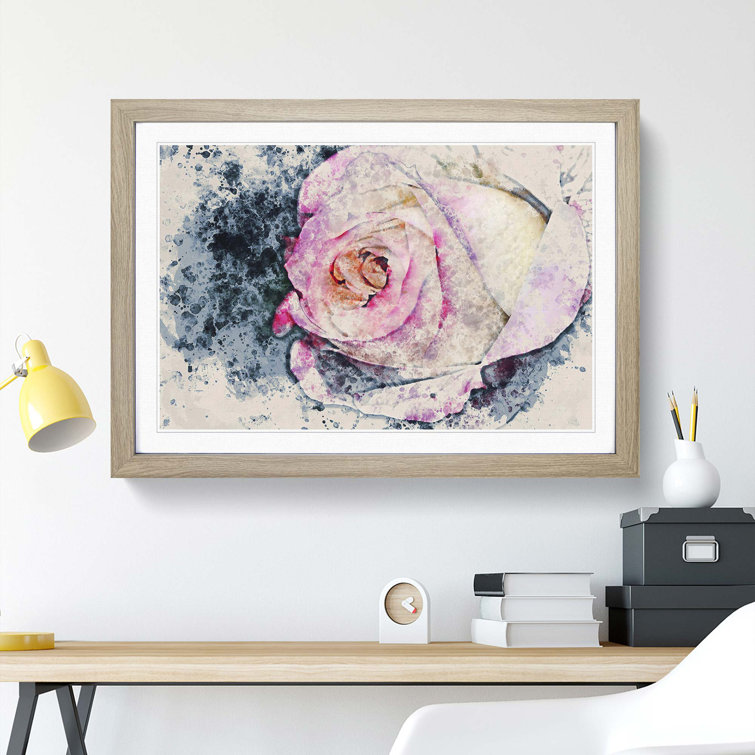 East Urban Home Pink Tipped Rose - Picture Frame Painting Print ...