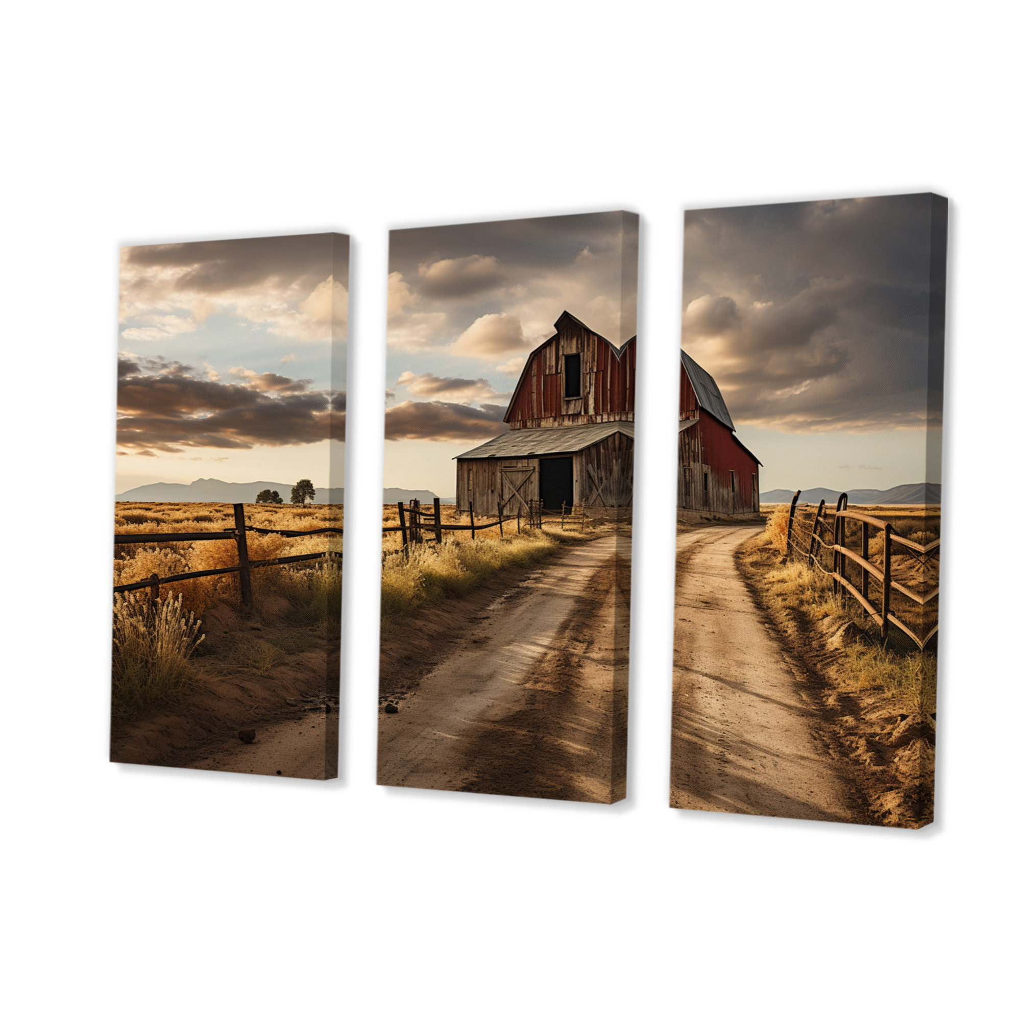 Millwood Pines Barns Rustic Charm II On Canvas 3 Pieces Print | Wayfair