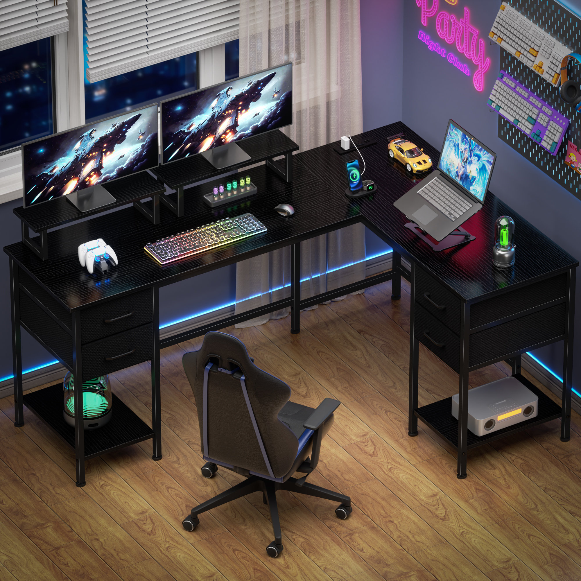 17 Stories 59.4” L-Shaped Computer Desk with Power Outlet & Reviews ...