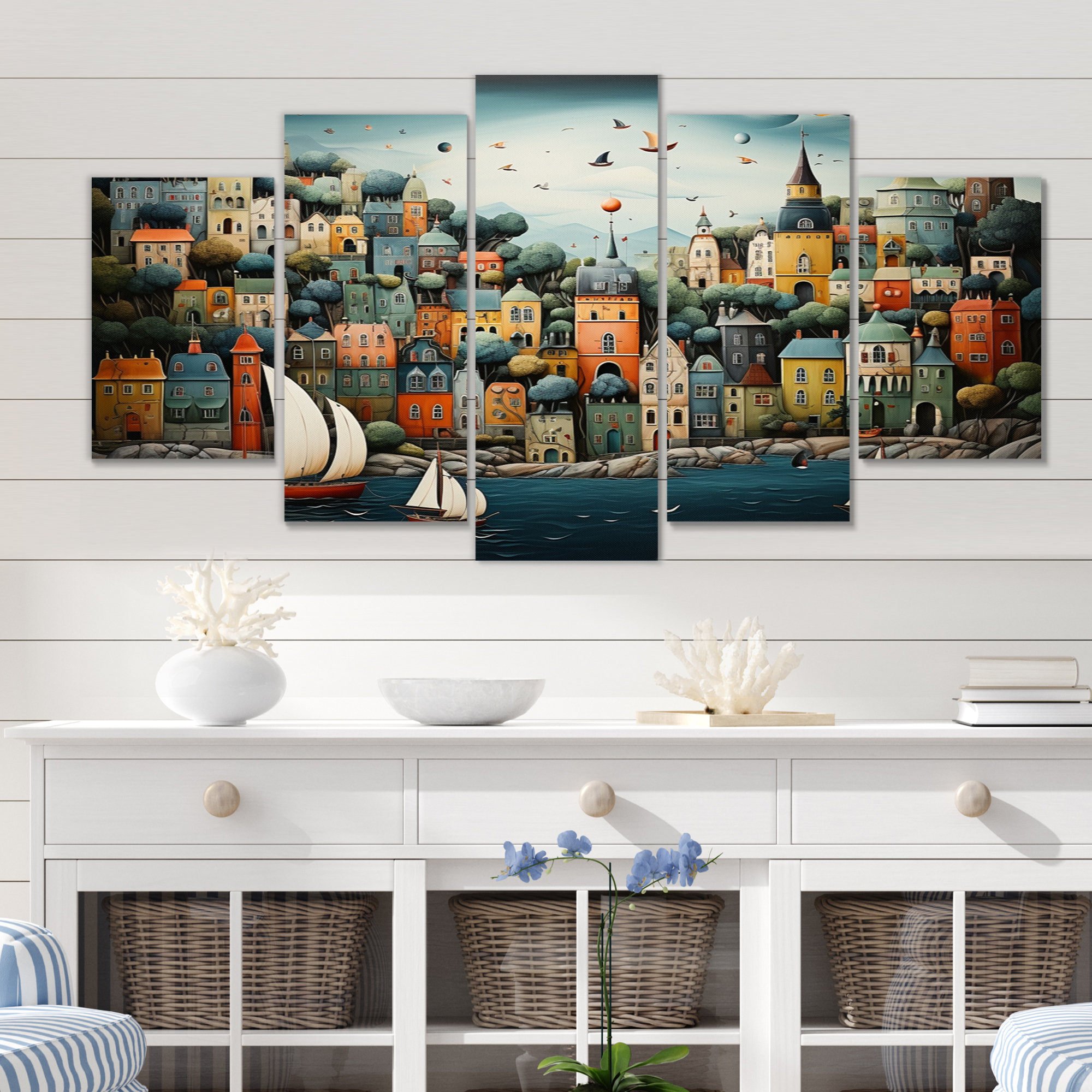 Breakwater Bay Coastal dream Harbor Hues - Port Landscape Metal Art ...