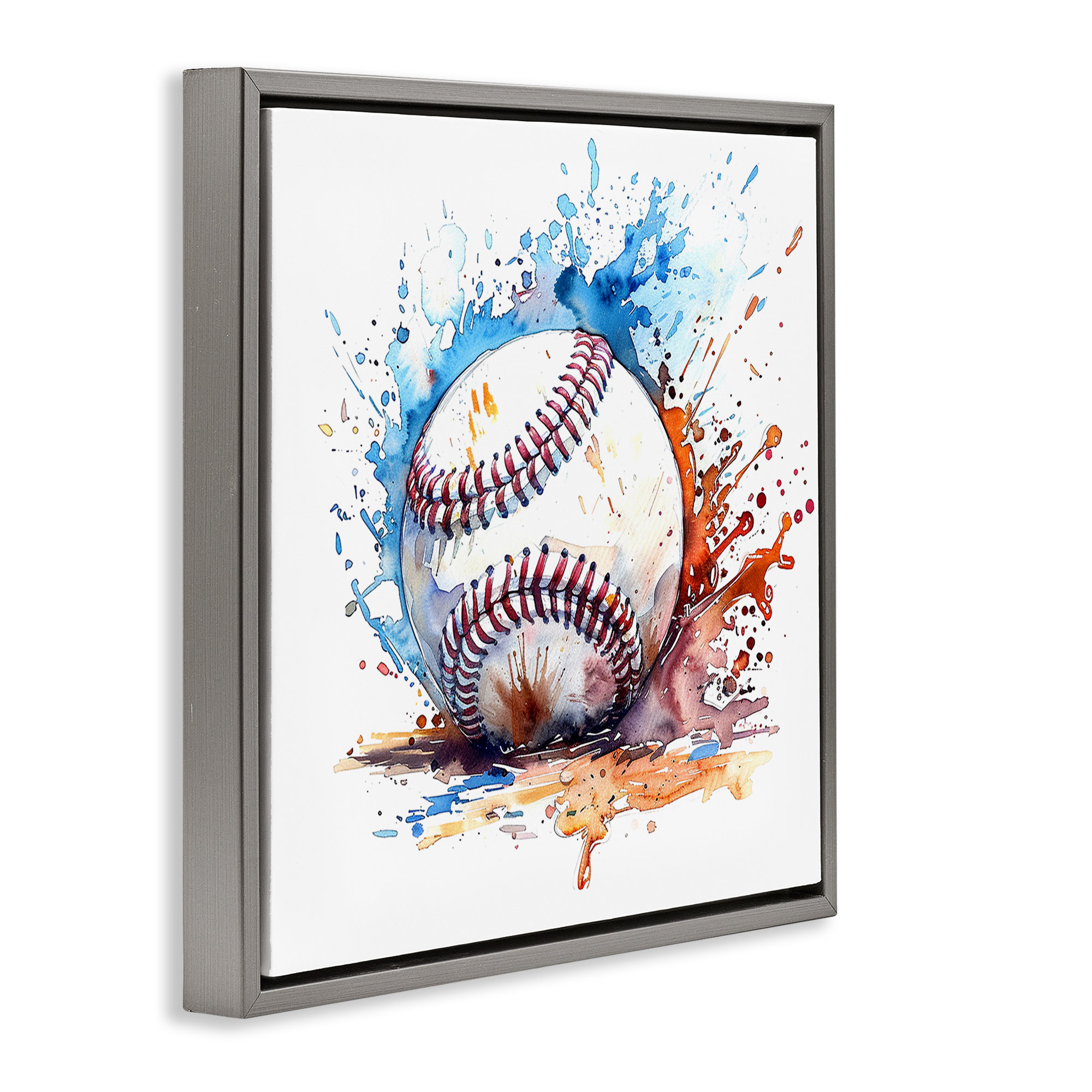 Lark Manor™ Baseball Chromatic Splash Framed Floater Canvas Wall Art by ...