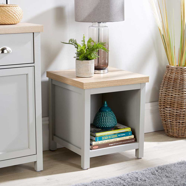 Rosalind Wheeler Spence Grey Oak Top Lamp Side Table Shelf Storage ...