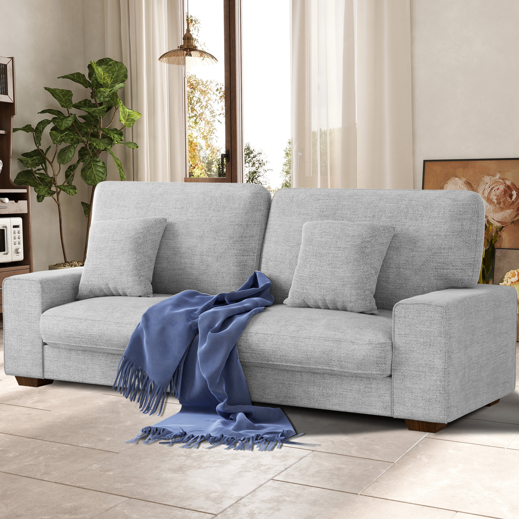 Latitude Run® 89'' Square Arm Sofa 3 Seater Modern Style Upholstered ...