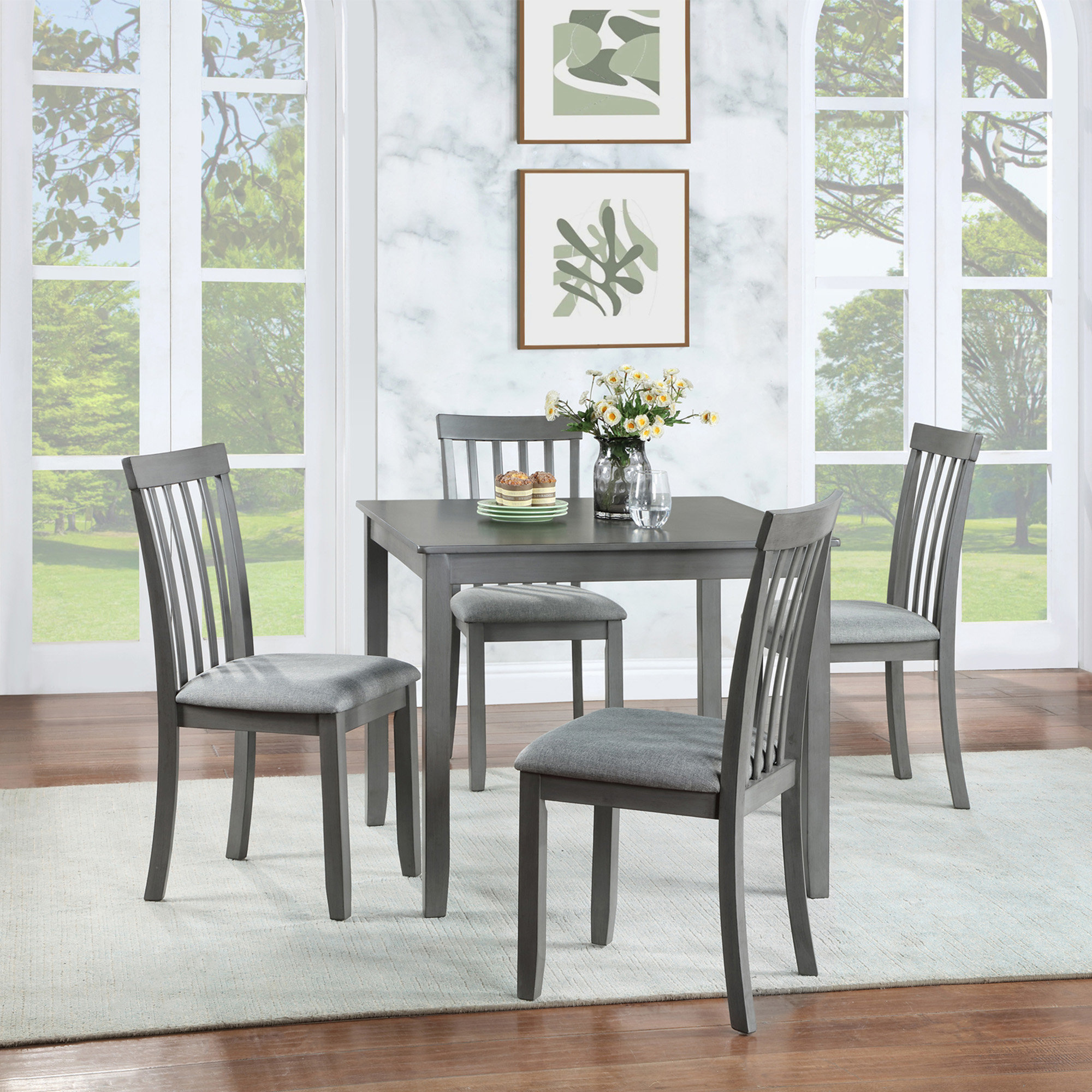 Lark Manor 5 Piece Dining Set, Square Wooden Dining Table With 4 ...