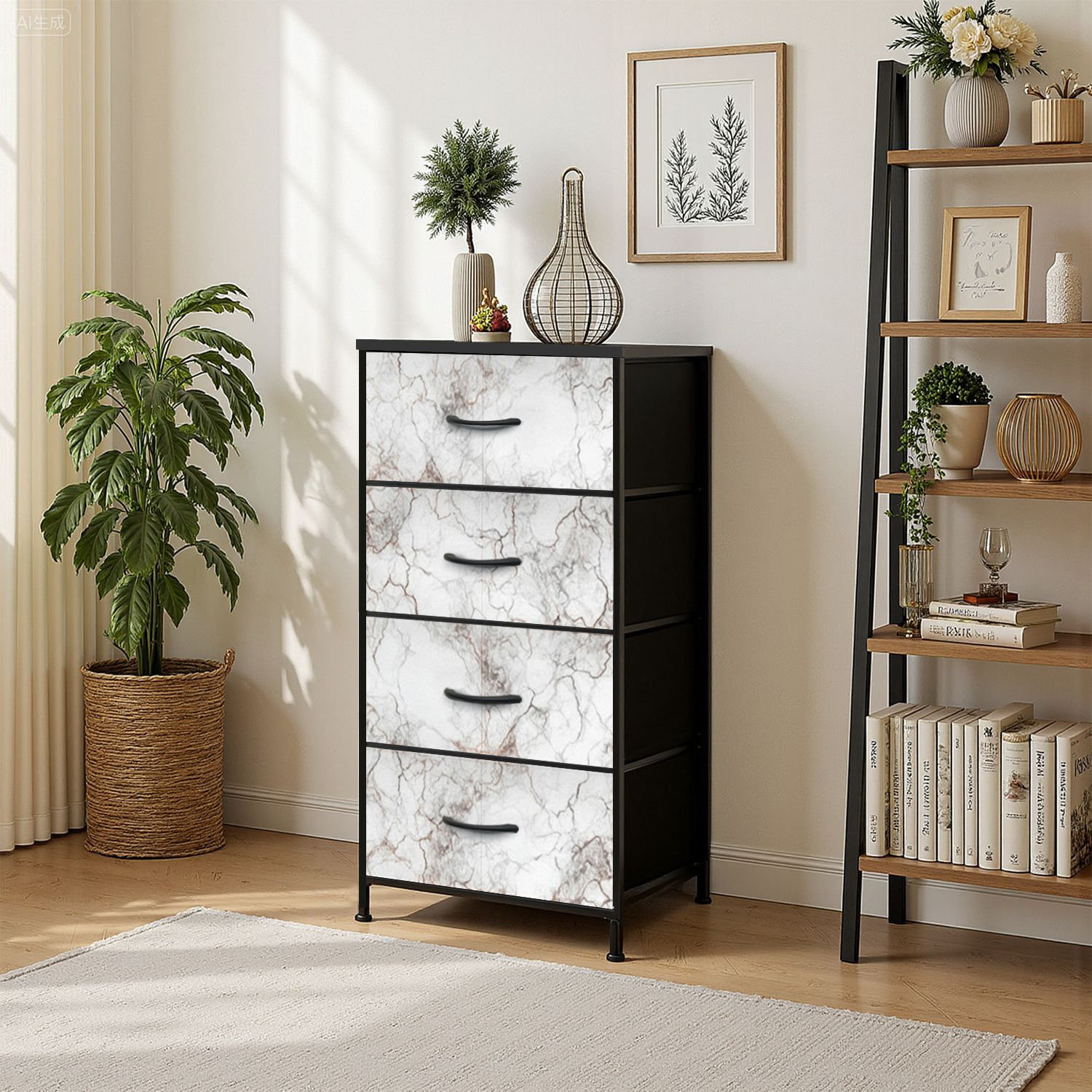 Ebern Designs 4 Drawer Vertical Storage Dresser texture grey marble ...