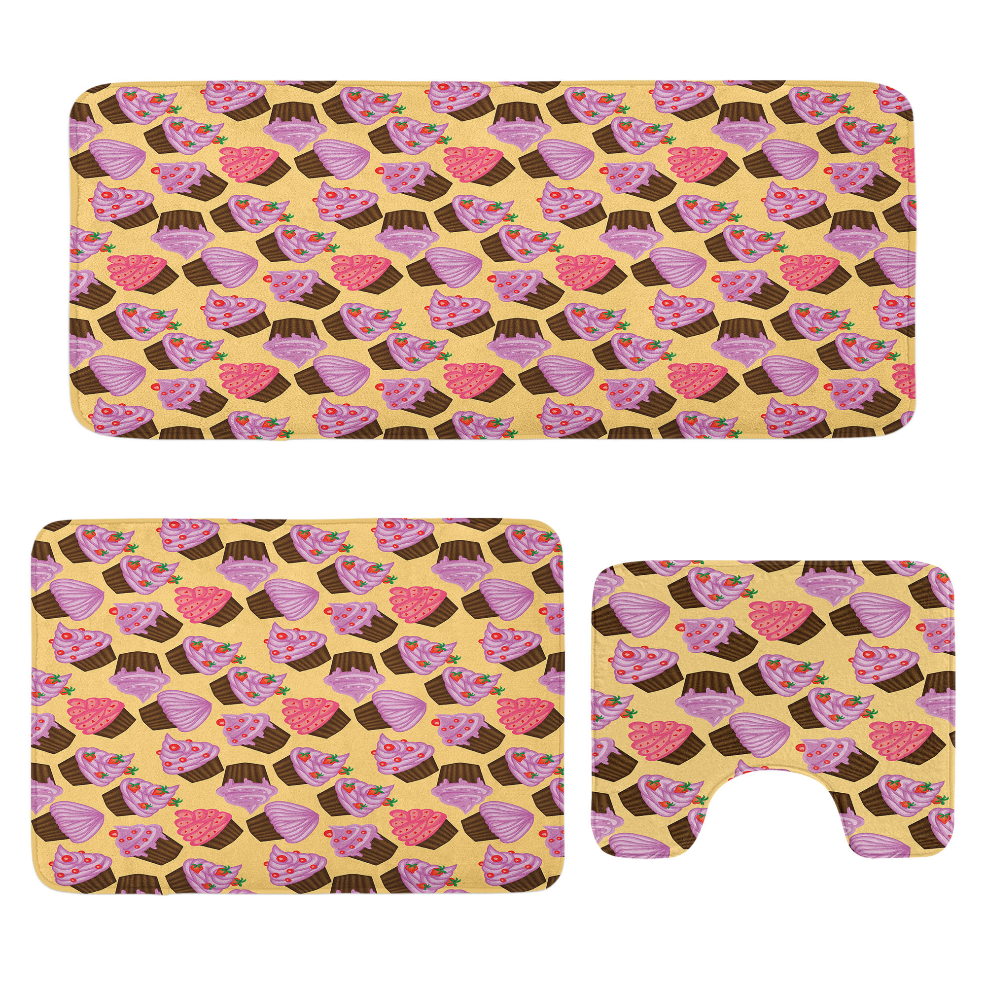 East Urban Home Cupcake Bathroom Rug Set 3 Pieces U-Shape & Rectangle ...