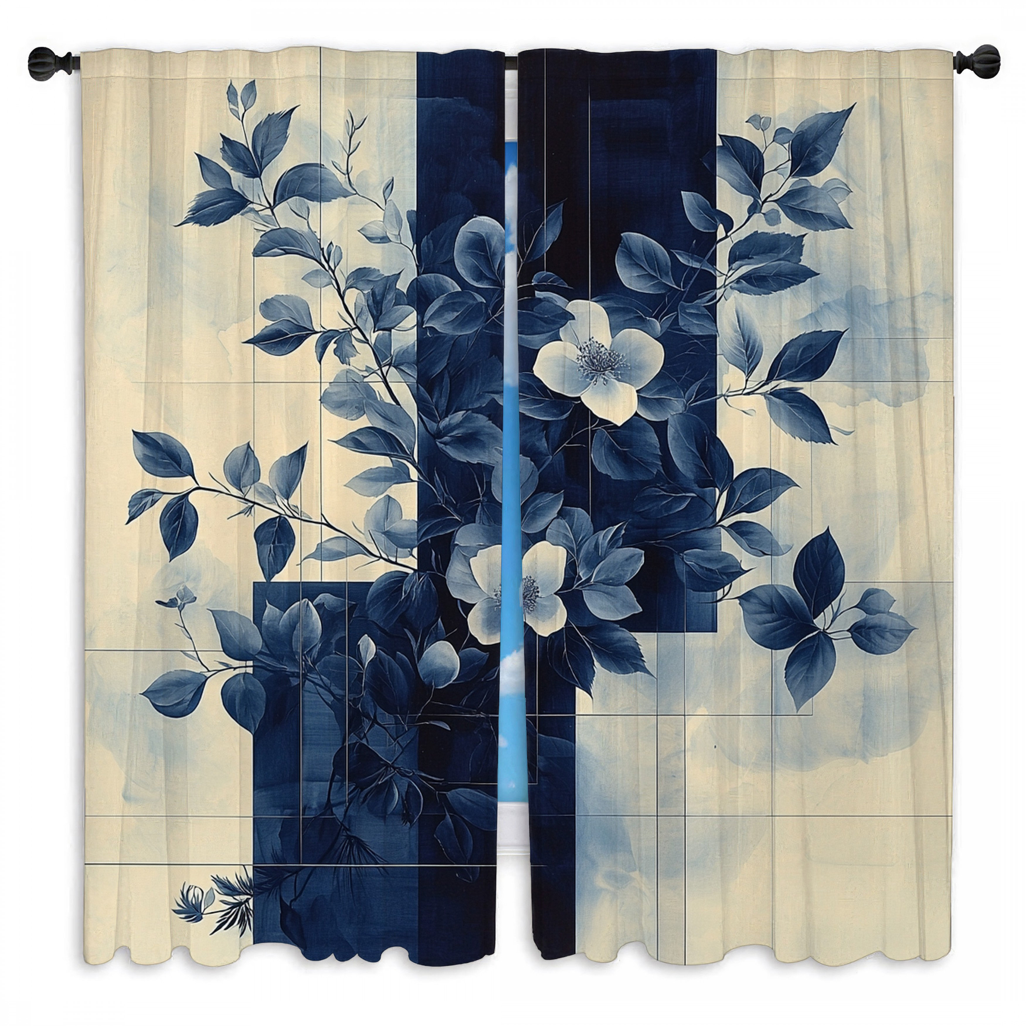 Dakota Fields Floral Arrangement Window Curtains Floral Transitional ...