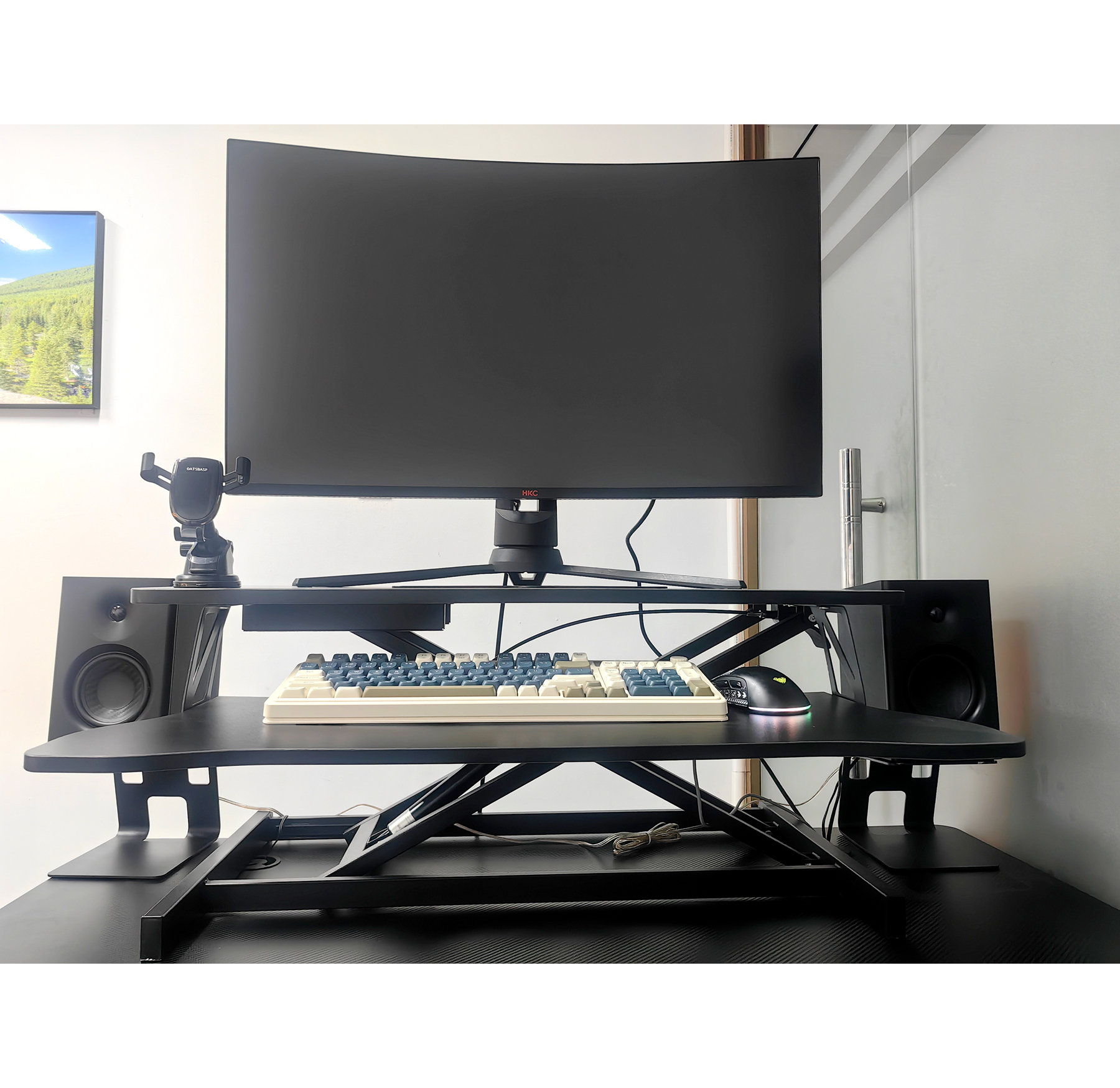 Ebern Designs 32 Inch Desk Converter, Height Adjustable Sit To Stand ...