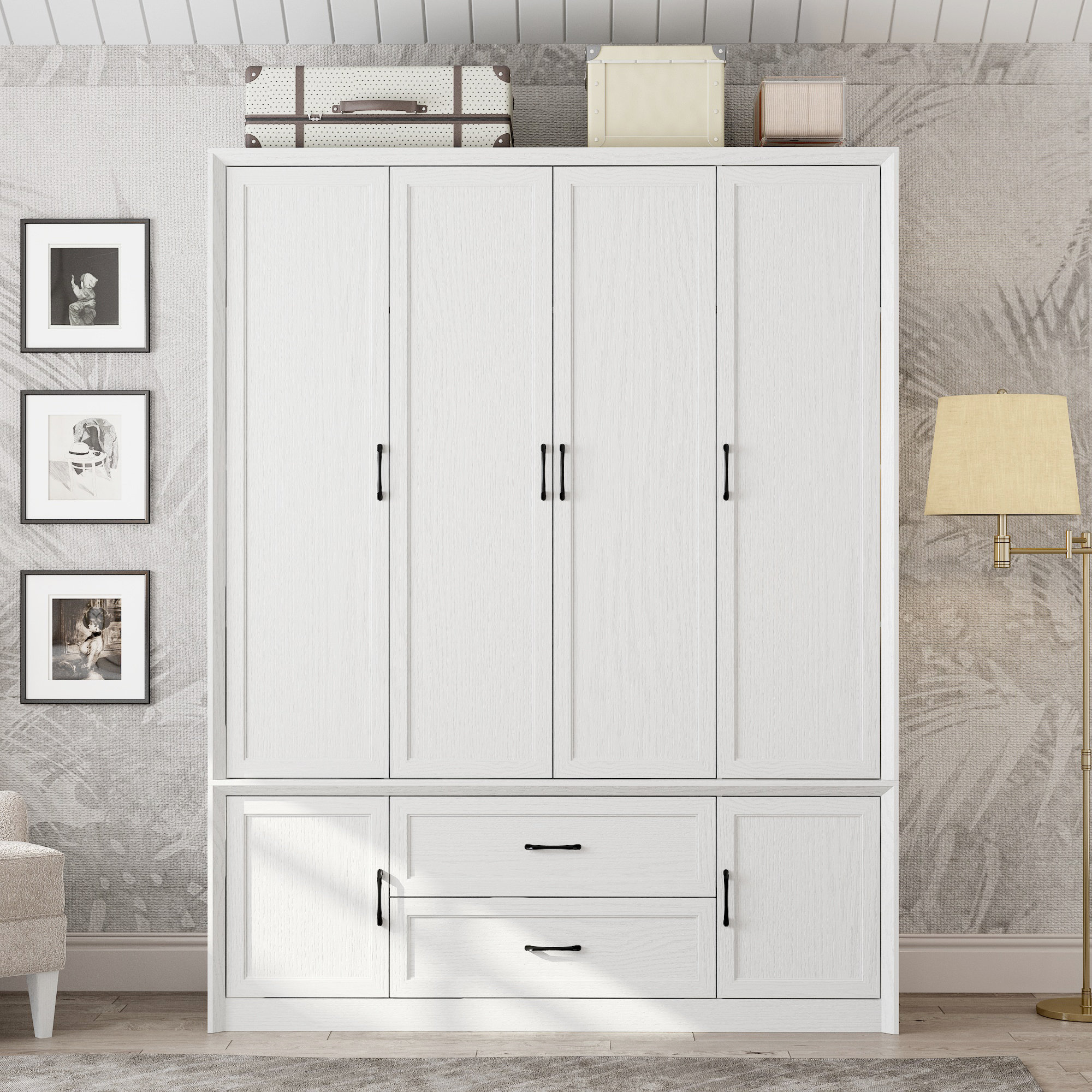 Latitude Run® 6-Door 2-Drawer Wardrobe With Strong Storage | Wayfair
