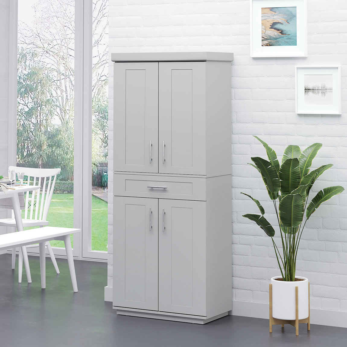 Latitude Run® Kitchen Pantry, Tall Storage Cabinet, Freestanding ...