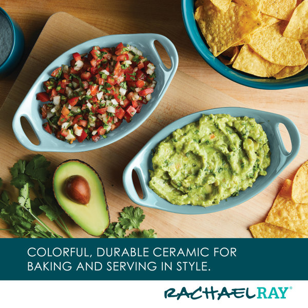 Rachael Ray Ceramics Oval Au Gratin Set, Two 12-Ounce, 2 Piece, Agave ...