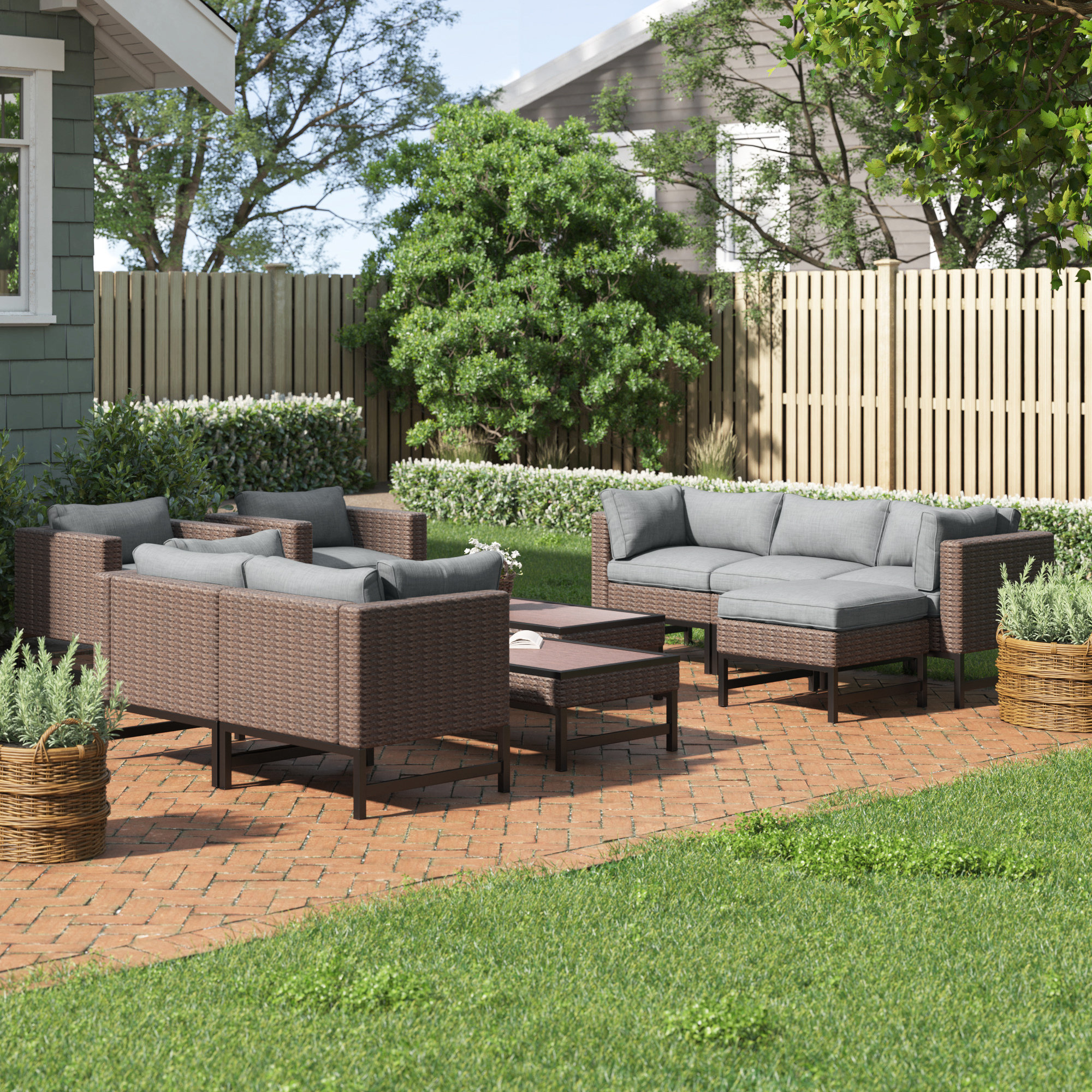 Andover Mills™ Hesse 8 - Person Outdoor Seating Group with Cushions ...