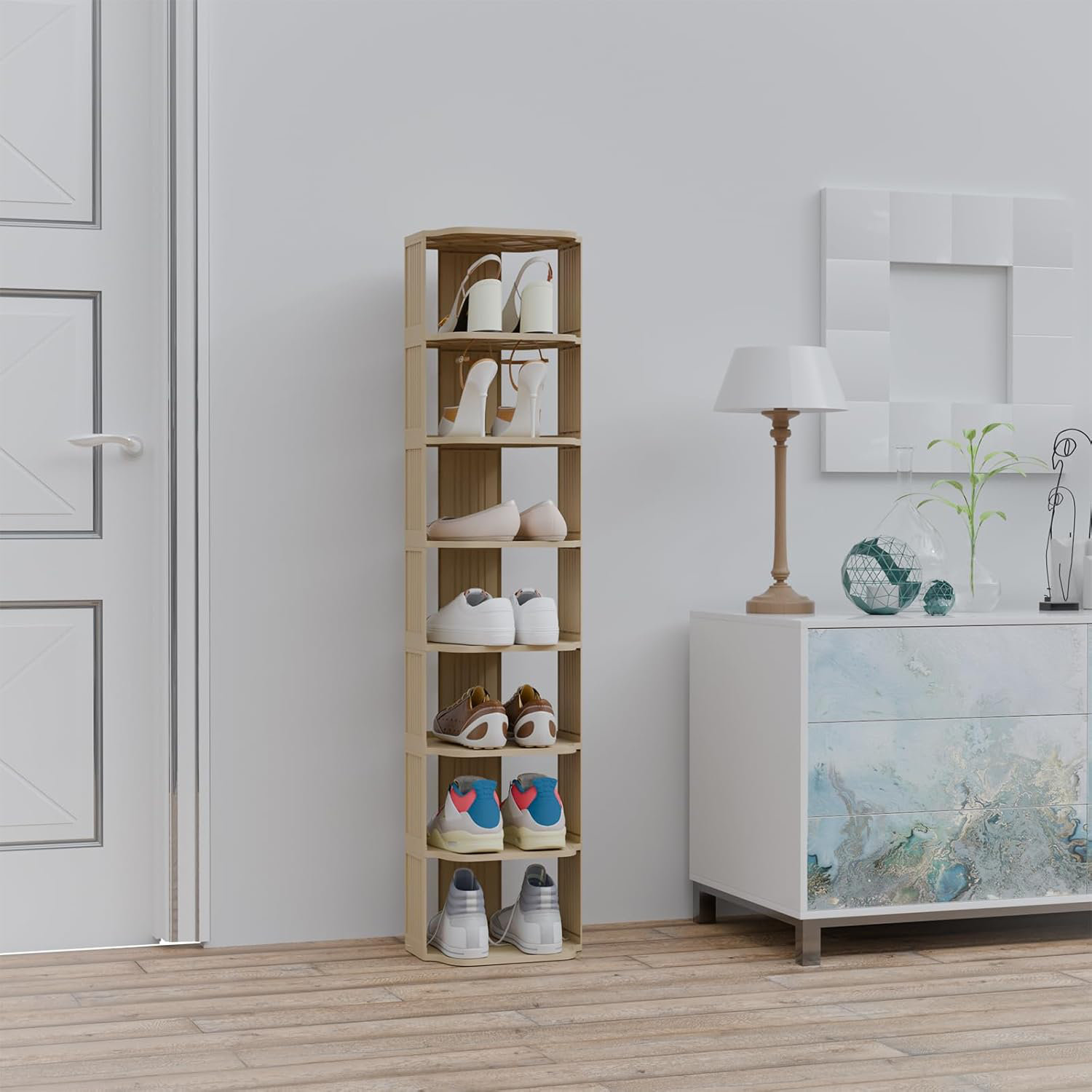 Rebrilliant Shoe Rack Narrow Sneaker Storage Organizer 8 Tier Shoe ...